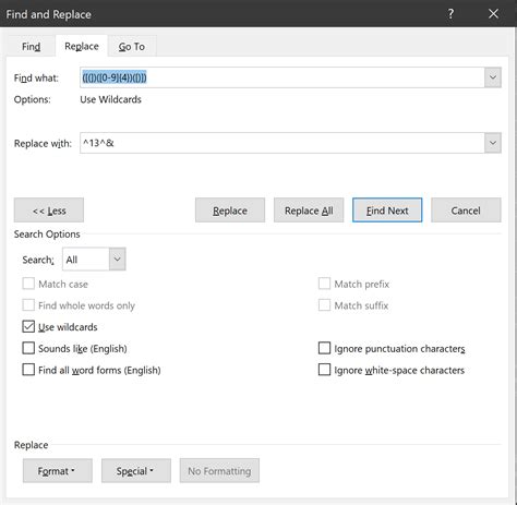 Windows Word Findreplace With Wildcards Super User