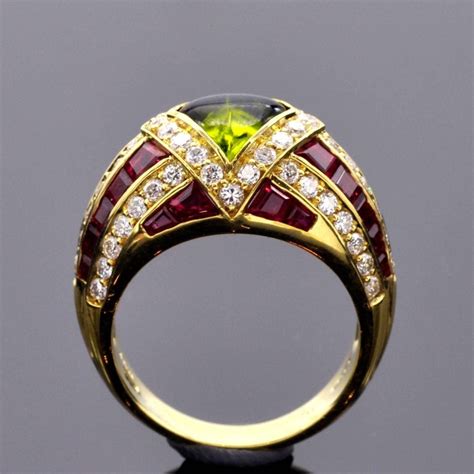 Peridot Ruby And Diamond Gold Ring At 1stdibs Peridot And Ruby Ring