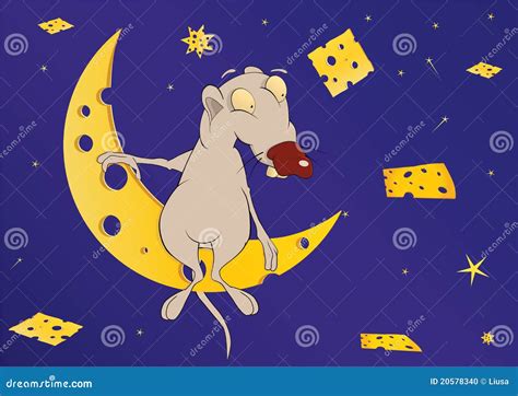 Muis Op De Maan In Het Kaasland Beeldverhaal Vector Illustratie Illustration Of Parmesaan