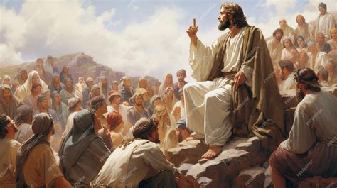 Jesucristo Hablando Con La Gente Pintura Al óleo Foto Premium