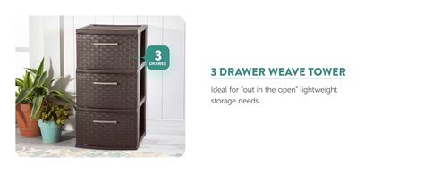 Sterilite 2 Pack 3 Drawer Wide Weave Tower Storage Closet
