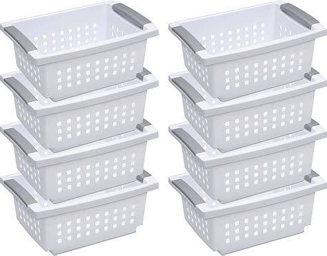 Sterilite Small Plastic Stacking Storage Basket Container Totes W