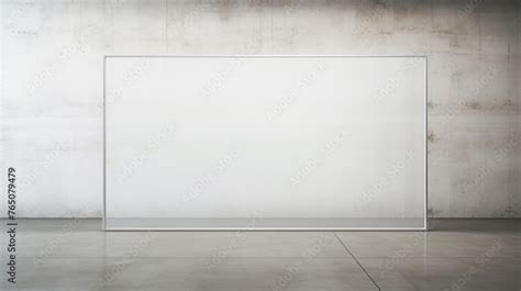 A Large Borderless Plexiglass Frame Suspended In Front Of A White Washed Wall Giving The
