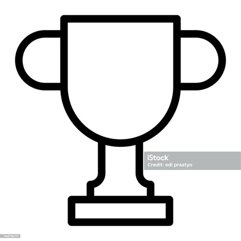 흰색 배경에 윤곽선 아이콘으로 격리된 트로피 컵 업적 상 수상 챔피언 1위에 대한 스톡 벡터 아트 및 기타 이미지 1위 경쟁 금 금속 Istock