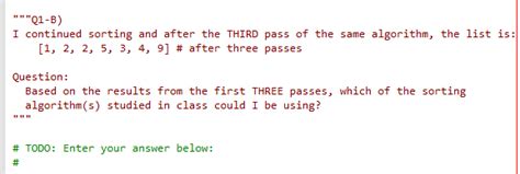 Solved Q1 B I Continued Sorting And After The Third Pass