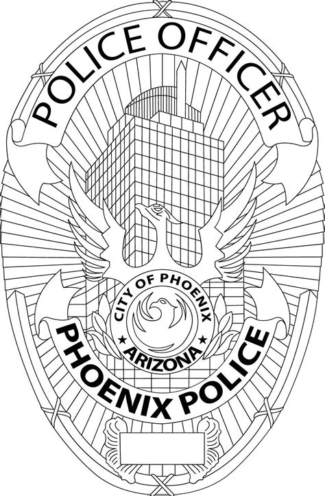 Officer Phoenix Police Vector File Eagle Badge Black White Svg