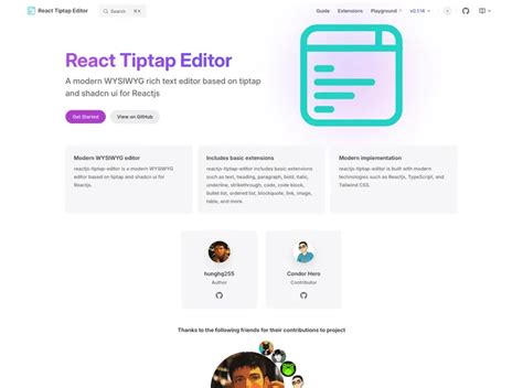 Hunghg255 Reactjs Tiptap Editor Shadcnui Template