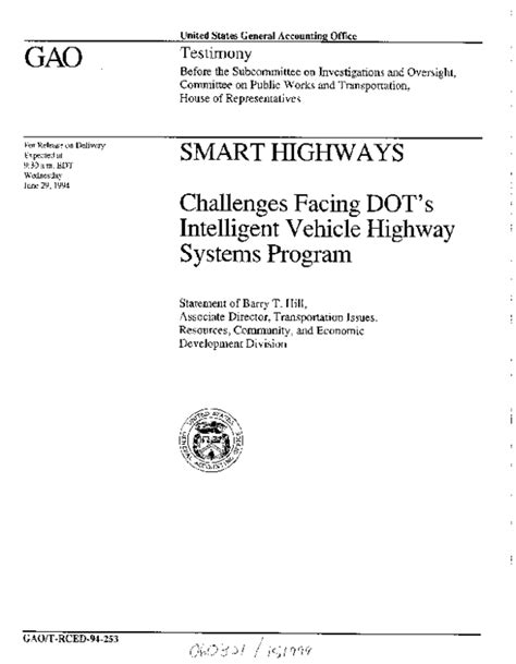 Pdf Ehrlich Gao Challenges Facing Dots Intelligent Vehicle Highway