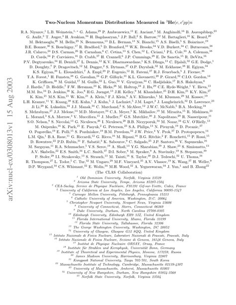 Pdf Two Nucleon Momentum Distributions Measured In H E 3 E E ′ P P N