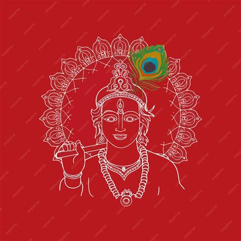 Sree Krishna Illustration Background Concept Premium Ai Generated Vector