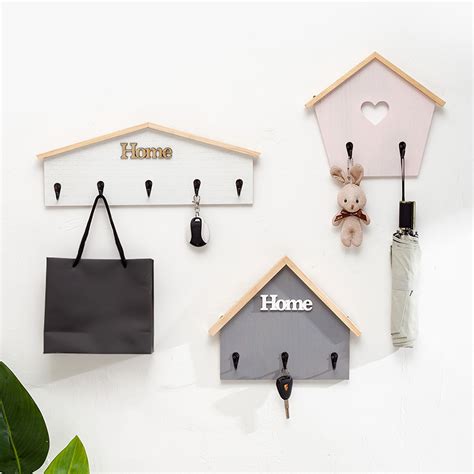 创意简约入户玄关装饰挂钩免打孔钥匙墙挂钥匙衣架衣帽钩收纳壁挂 虎窝淘