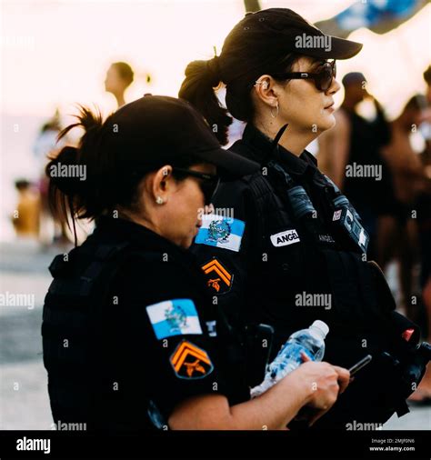 Two Female Police Officers In Rio De Janeiro Brazil Stock Photo Alamy