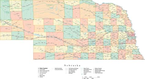 Nebraska State Map With Counties Pushe