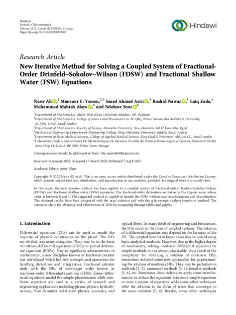 Pdf New Iterative Method For Solving A Coupled System Of Fractional Order Drinfeldsokolov