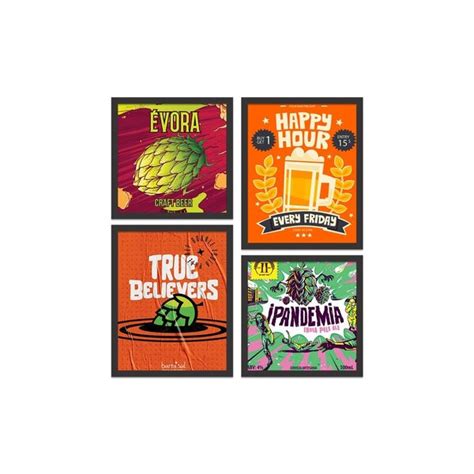 Kit 4 Mini Quadros Craft Beer Preto Leroy Merlin