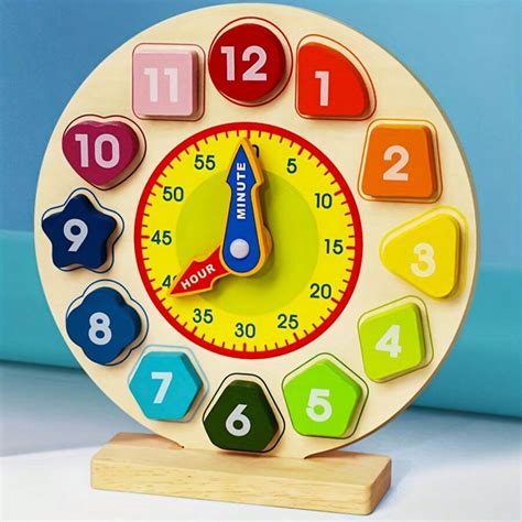 Wooden Clock Model Learning Recognition Time Digital Clock Teaching