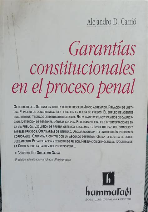 Garantías Constitucionales En El Proceso Penal Cuarta Edición