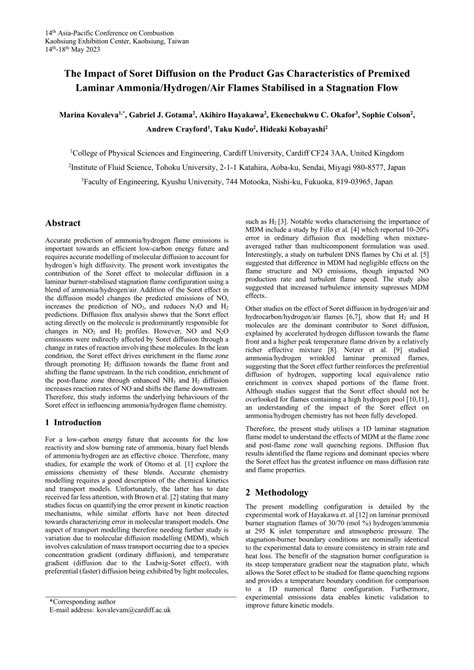 Pdf The Impact Of Soret Diffusion On The Product Gas Characteristics Of Premixed Laminar