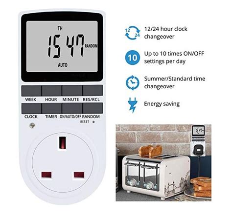 Weekly Digital Programmable Smart Timer Socket Uk 3 Pin Plug Wall Plug