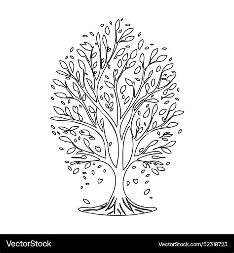 Tree Love Outline Sketch Royalty Free Vector Image
