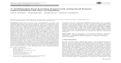 Pdf A Multimodal Deep Learning Framework Using Local Feature · A