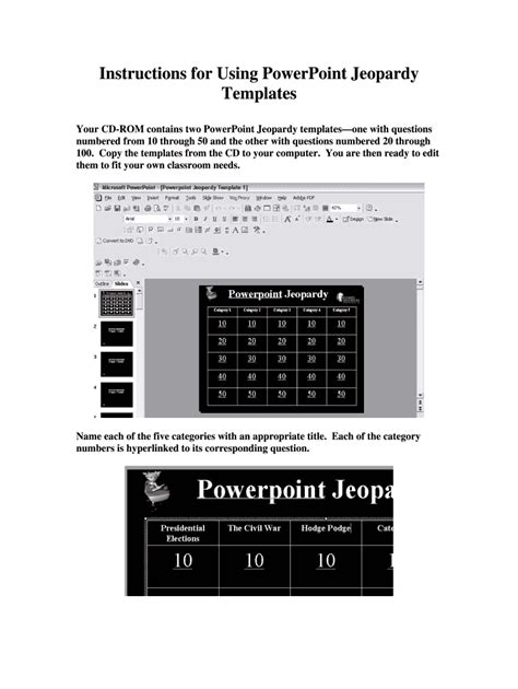 Fillable Online Instructions For Using PowerPoint Jeopardy Fax Email Print PdfFiller