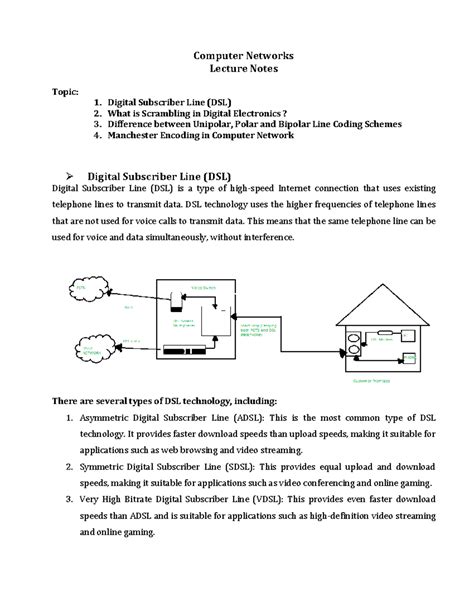 Computer Networks Digital Subscriber Line Dsl Computer Networks Lecture Notes Topic 1