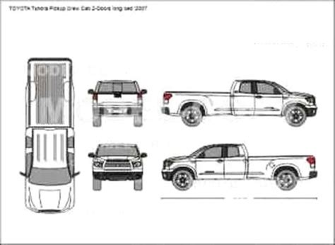 Toyota Tundra Pickup Crew Cab 2 Doors Long Bed 2007 2d Drawing