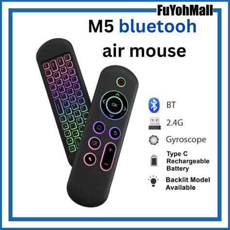 M5 Airmouse Android Tv Remote Type C Rechargeable Air Mouse Mini