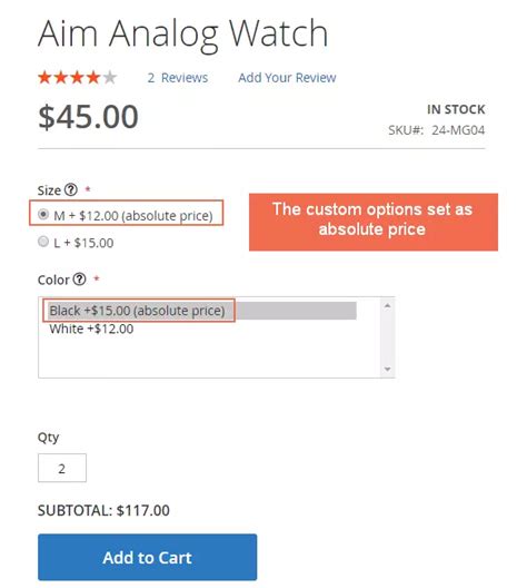 magento 2 custom option absolute price and quantity advanced extension