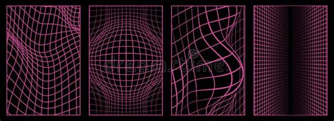 Geometry Wireframe Grid Backgrounds In Neon Pink Color 3d Abstract Posters Patterns Cyberpunk