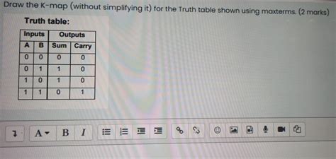 Solved Draw The K Map Without Simplifying It For The Truth Chegg Com