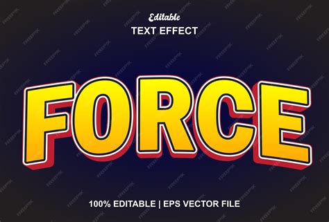 Premium Vector Force Text Effect With Yellow Color And Can Be Edited