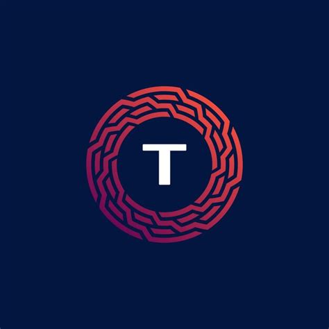 Premium Vector Modern Tech Circle Emblem Letter T Frame Logo