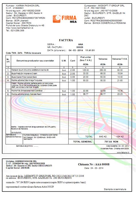 Imagini Cu Facturi Modele De Facturi Modele Facturi Model Factura