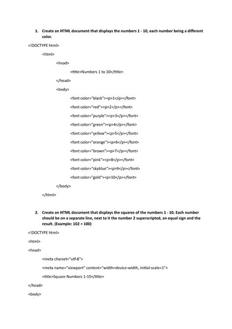 assign program 3 create an html document that displays the square of