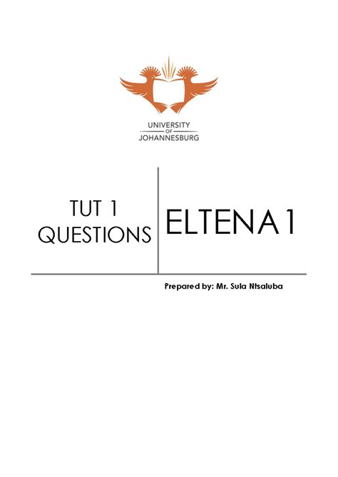 Tut 1 Questions Chapter 1 And 2 Tut 1 Questions Eltena Prepared By