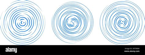 Blue Concentric Circle Segments Set Rippled Round Patten Background Water Or Sound Wave Rings