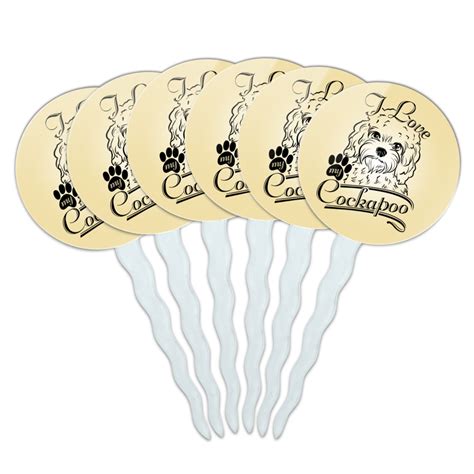 I Love My Cockapoo Cupcake Picks Toppers Decoration Set Of 6