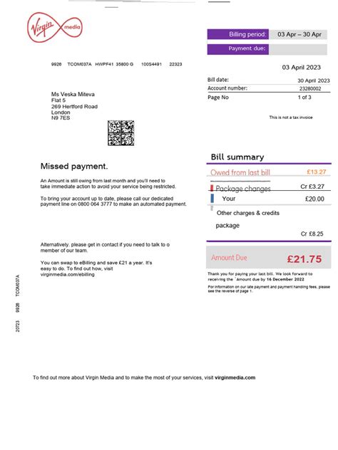 Virgin Media Bill Pdf Service Industries Payments
