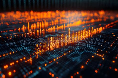 Futuristic Digital Landscape With Glowing Orange Data Graphs For Tech Design Generative Ai Stock