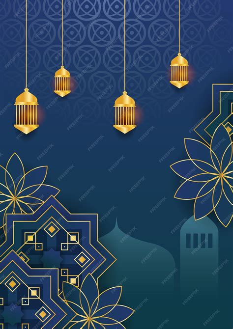 모스크 아랍어 패턴 랜턴 문과 초승달이 있는 세련된 이슬람 포스터 배경 인사말 카드 포스터 배너 초대 브로셔 라마단 이드 아드하 이프타르 초대에 사용할 수 있습니다