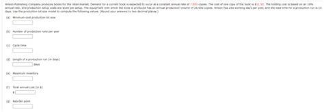 Solved Days Use The Production Lot Size Model To Compute