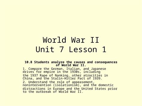 PPTX World War II Unit Lesson Babes Analyze The Causes And Consequences Of World