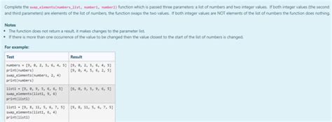 Solved Complete The Swapelements Numberslist Number1