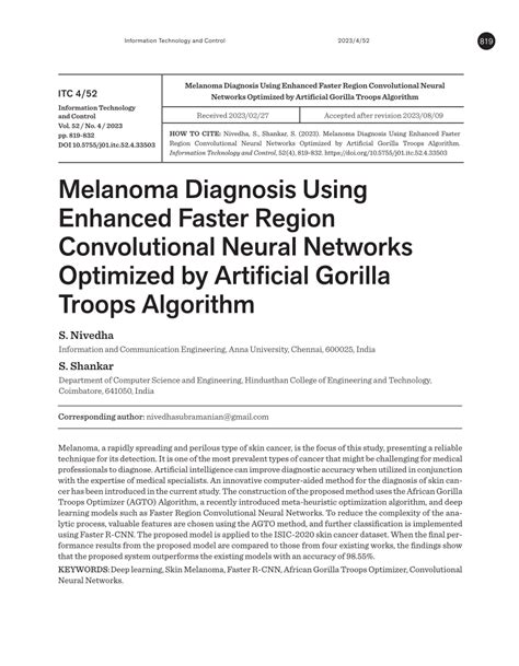 Pdf Melanoma Diagnosis Using Enhanced Faster Region Convolutional Neural Networks Optimized By