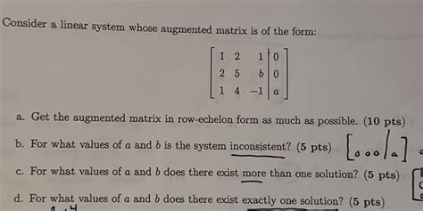 Solved Consider A Linear System Whose Augmented Matrix Is Of