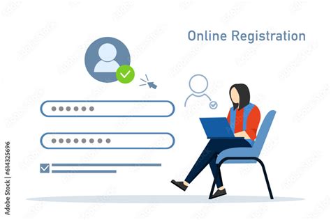 Online Registration Concept Registration User Interface Woman Create New Account With Secure