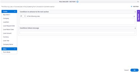 Validation Rule Builder Screen