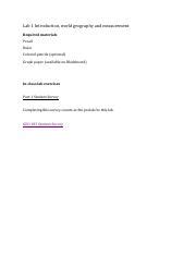 GEO 103 Lab 1 Introduction Pdf Lab 1 Introduction World Geography And Measurement Required